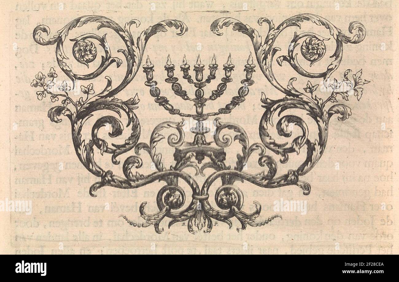 Zevenerse candlestick or menora surrounded by leaf raft Stock Photo - Alamy