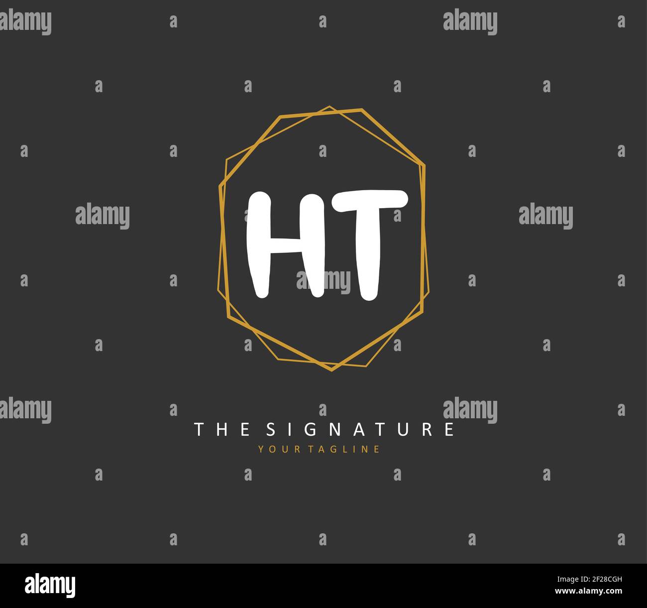 H T HT Initial letter handwriting and signature logo. A concept ...