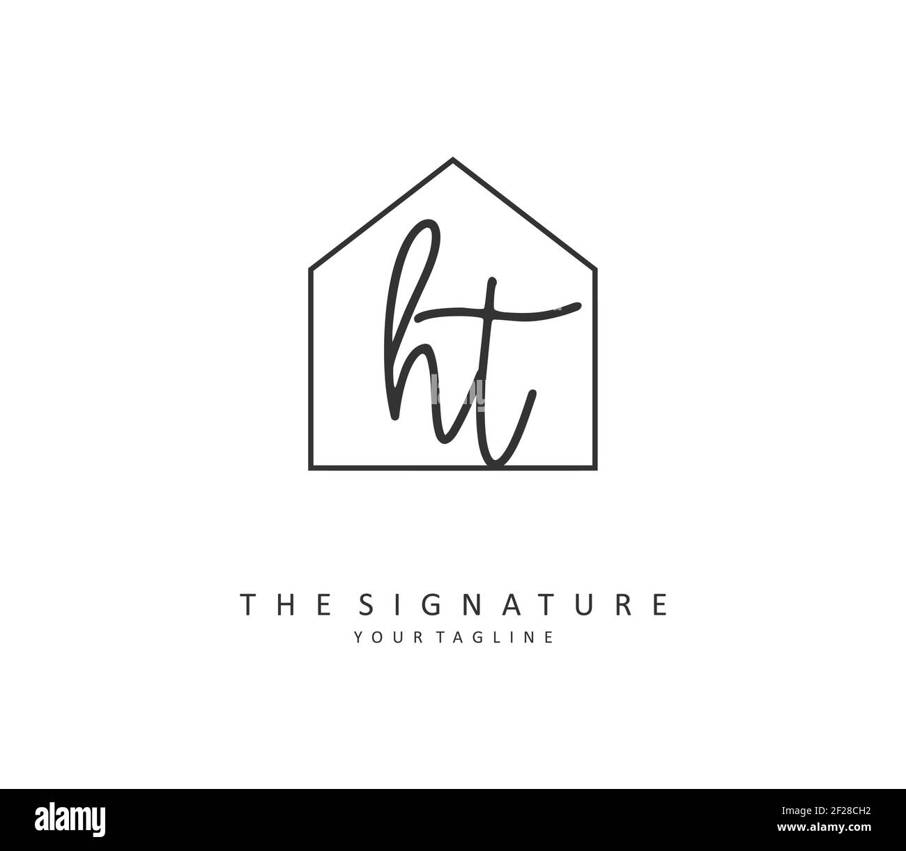 H T HT Initial letter handwriting and signature logo. A concept ...