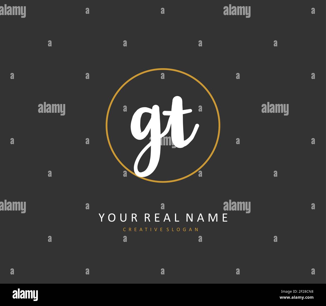 G T GT Initial letter handwriting and signature logo. A concept ...