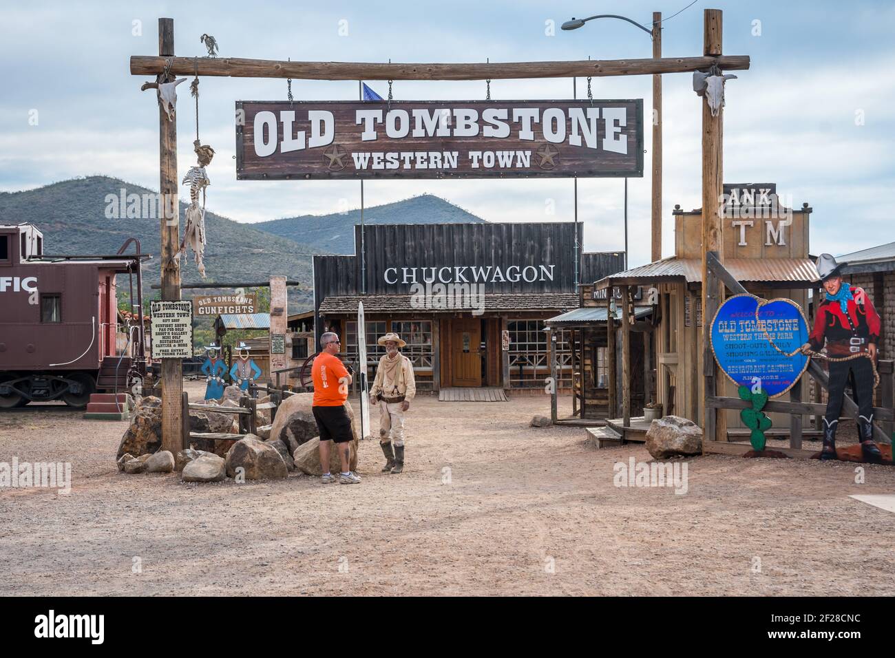 Tombstone, AZ, USA - November 17, 2019: A welcoming signboard at the ...