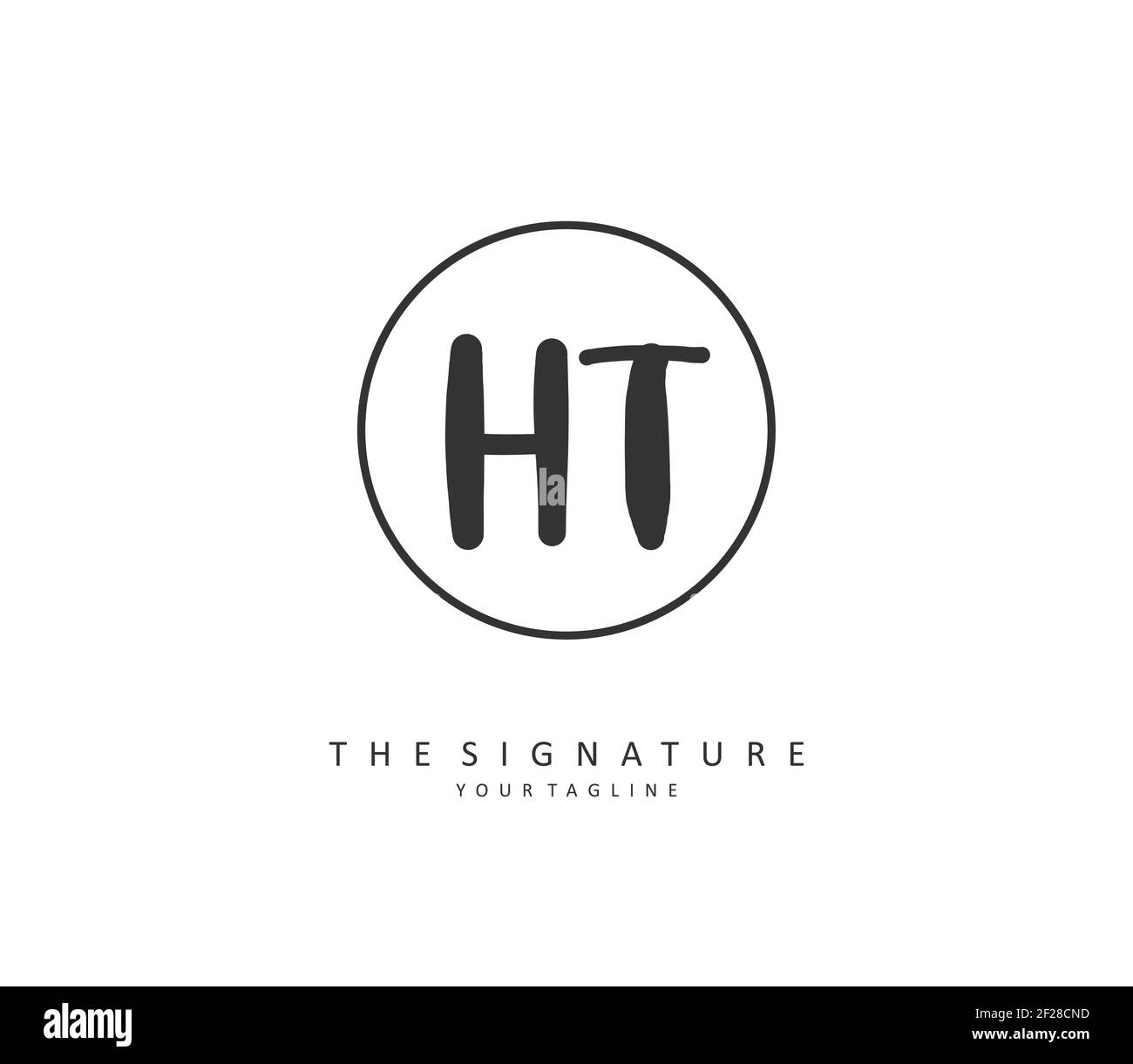 H T HT Initial letter handwriting and signature logo. A concept ...