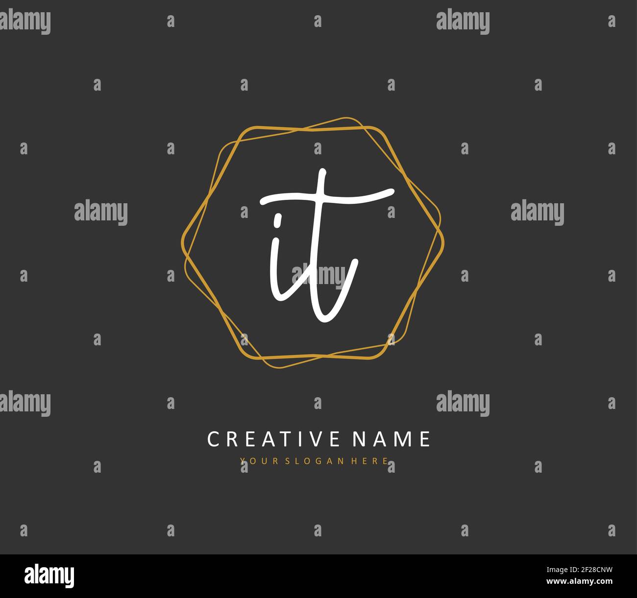 I T IT Initial letter handwriting and signature logo. A concept ...