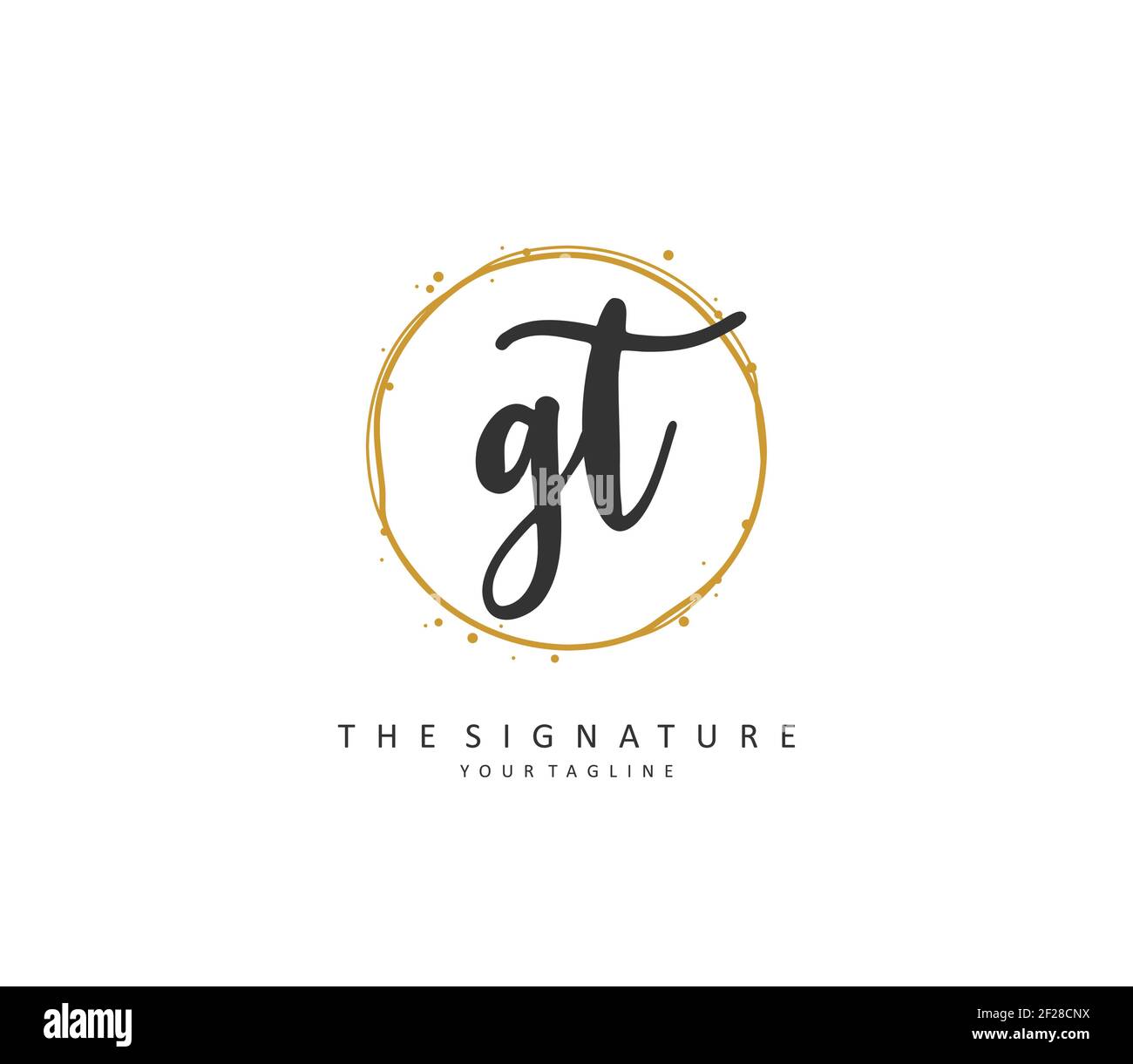 G T GT Initial letter handwriting and signature logo. A concept ...
