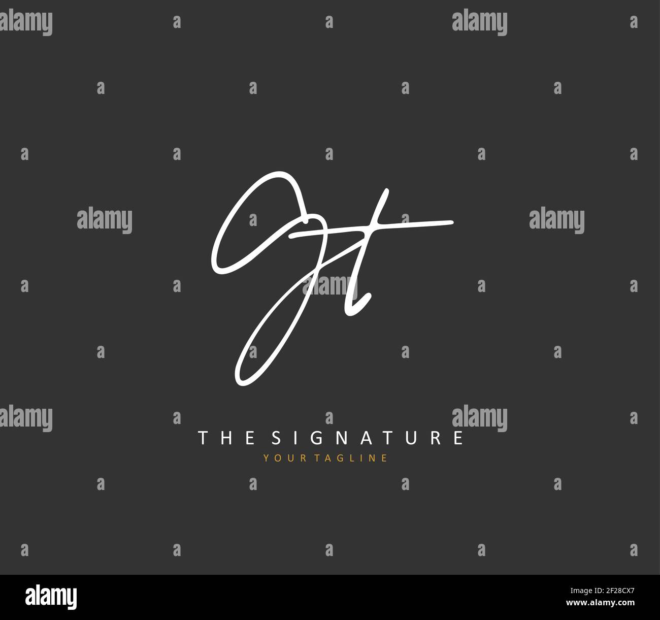 G T GT Initial letter handwriting and signature logo. A concept ...