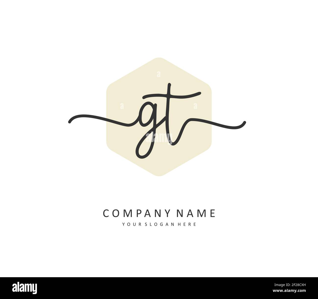 G T GT Initial letter handwriting and signature logo. A concept ...