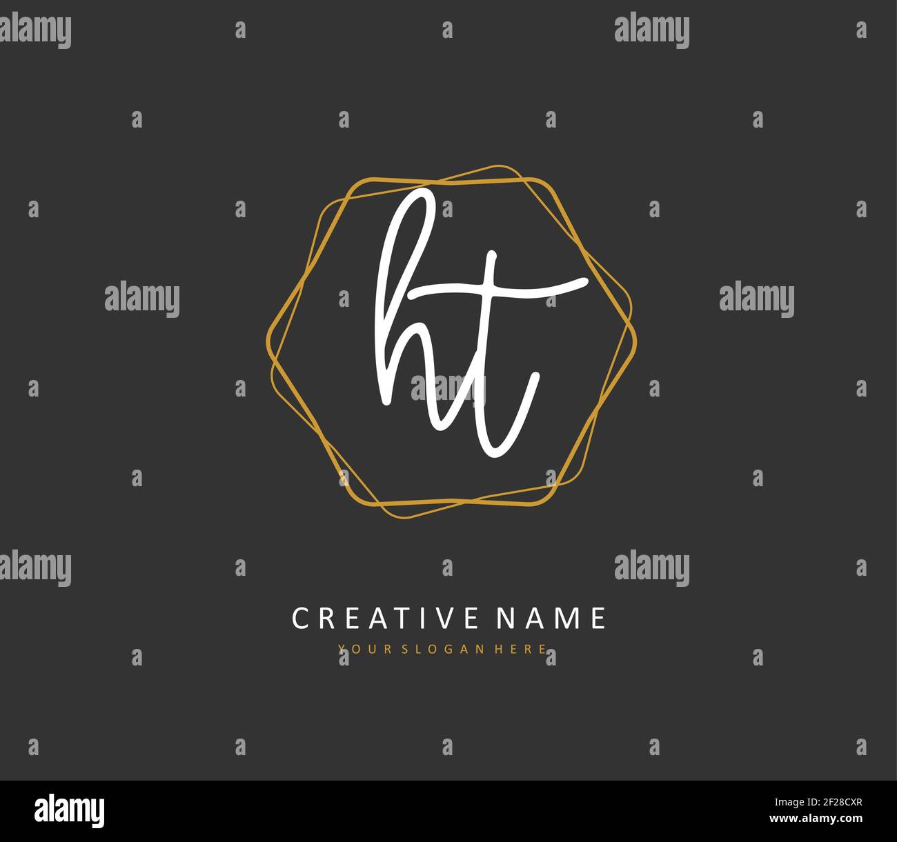 H T HT Initial letter handwriting and signature logo. A concept ...