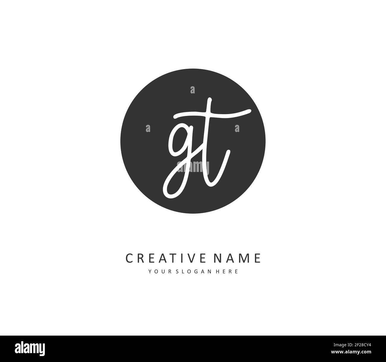 G T GT Initial letter handwriting and signature logo. A concept ...