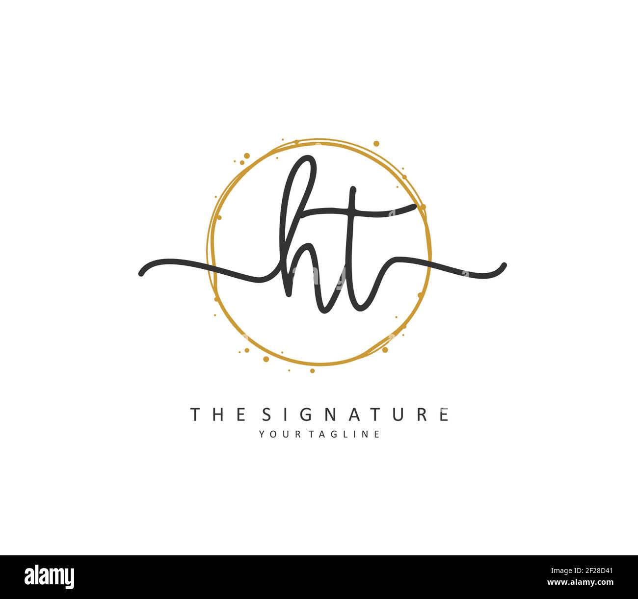 H T HT Initial letter handwriting and signature logo. A concept ...