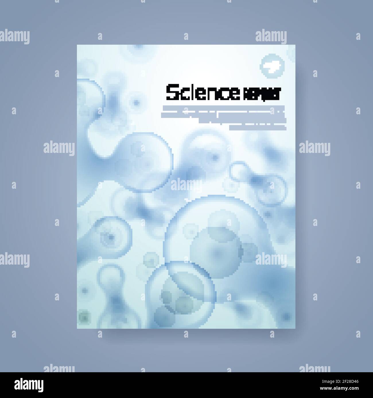 Scientific report. Banner with particles background and text. Biology ...