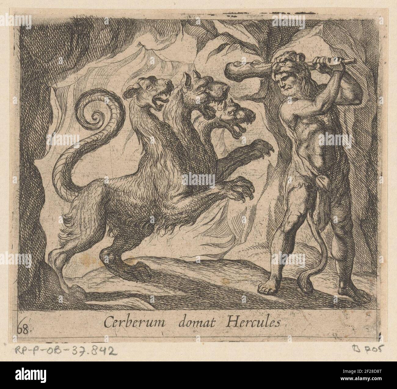 Hercules en Cerberus; Cerberum domat Hercules; Metamorphoseon sive ...