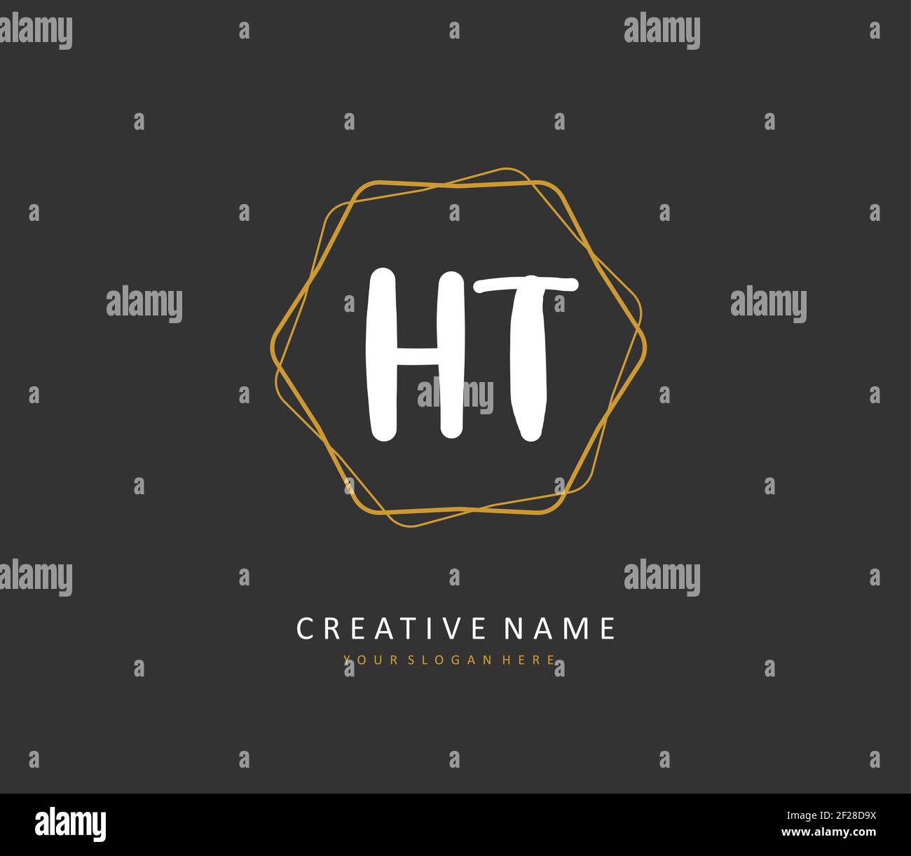 H T HT Initial letter handwriting and signature logo. A concept ...