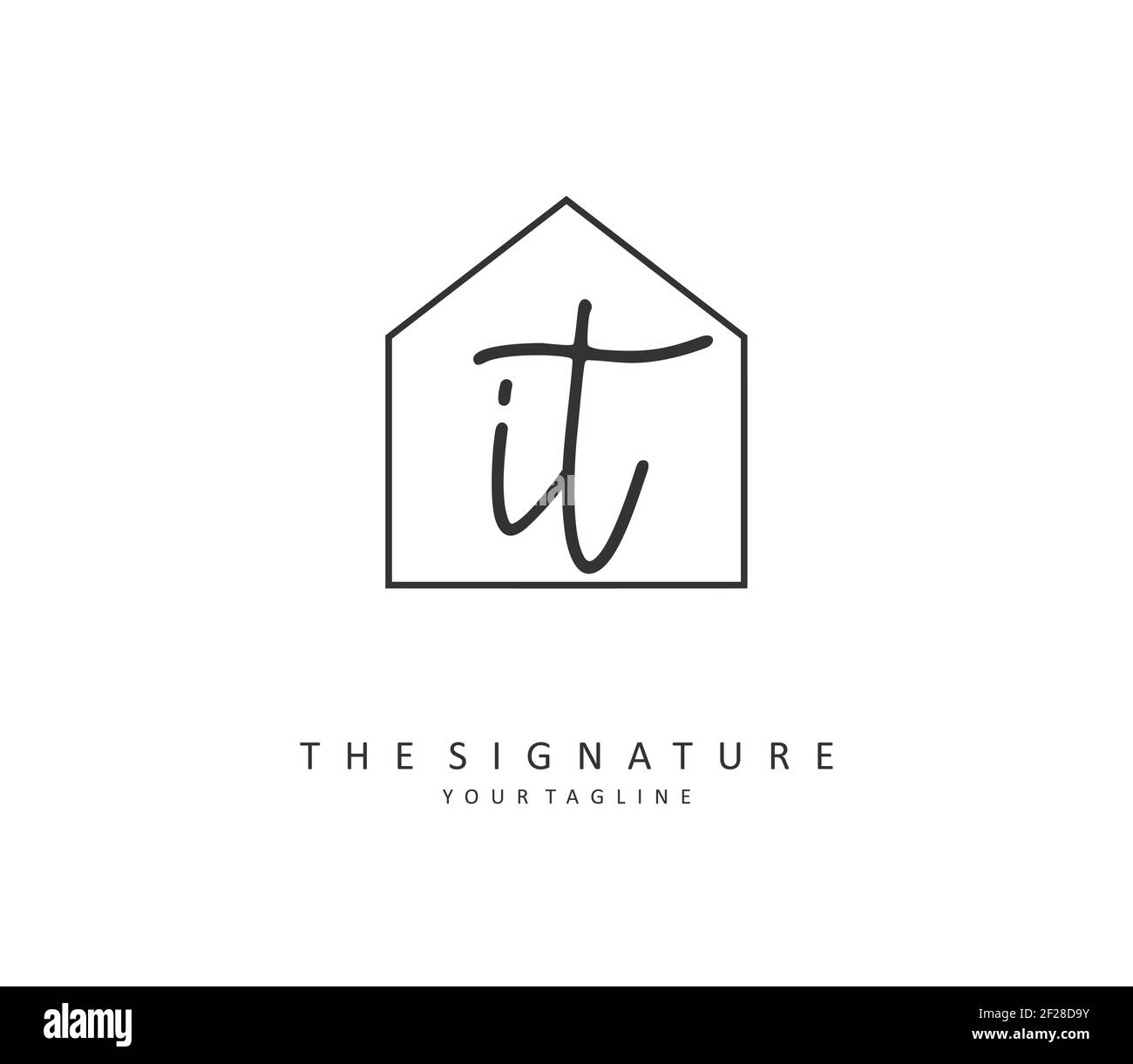 I T IT Initial letter handwriting and signature logo. A concept ...