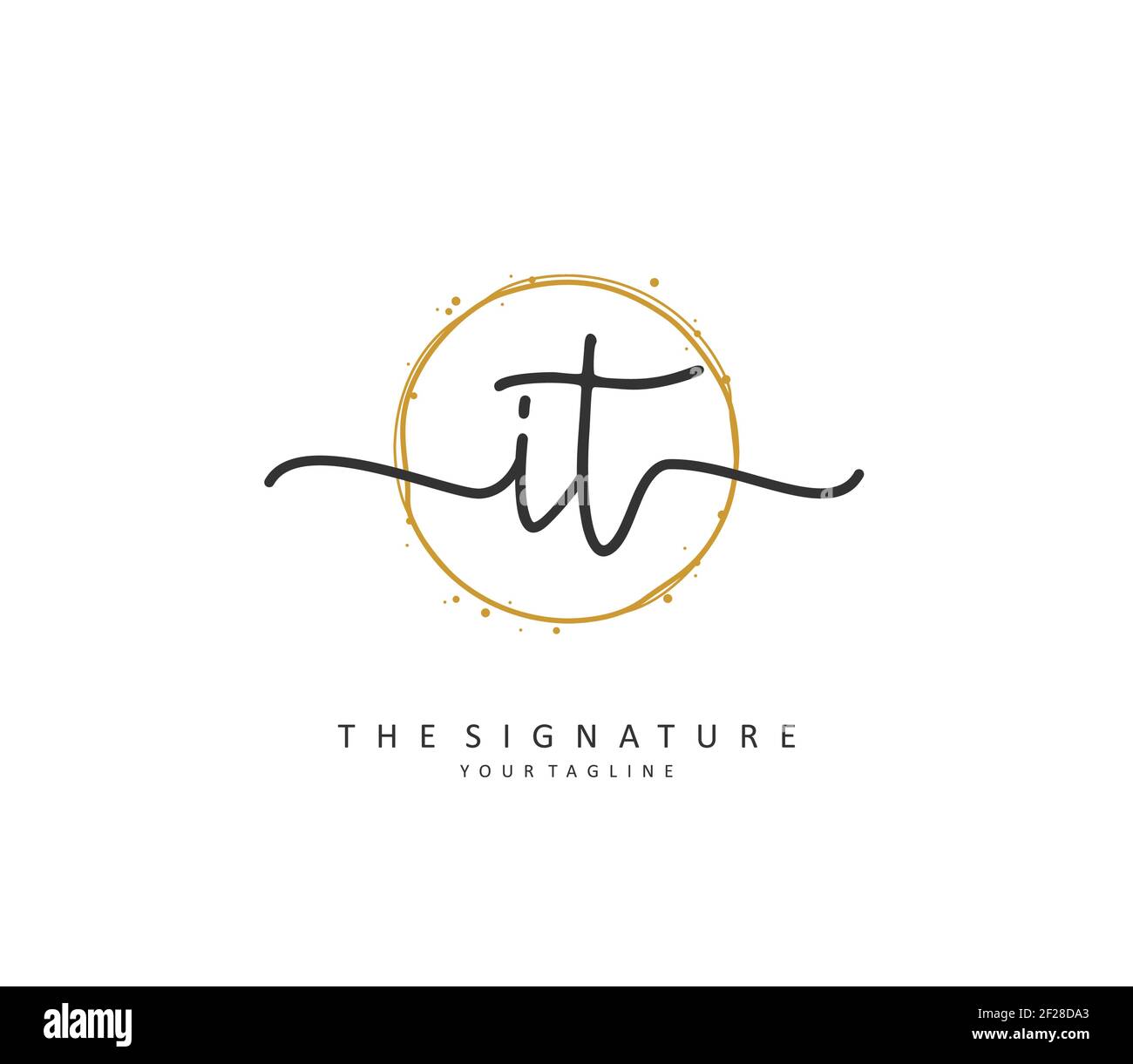 I T IT Initial letter handwriting and signature logo. A concept ...