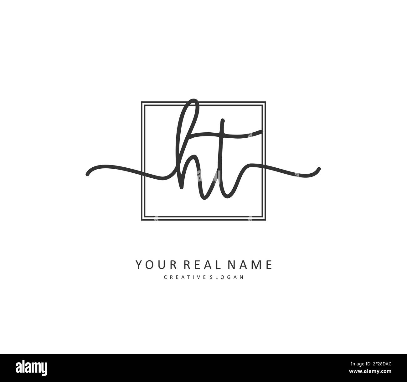 H T HT Initial letter handwriting and signature logo. A concept ...