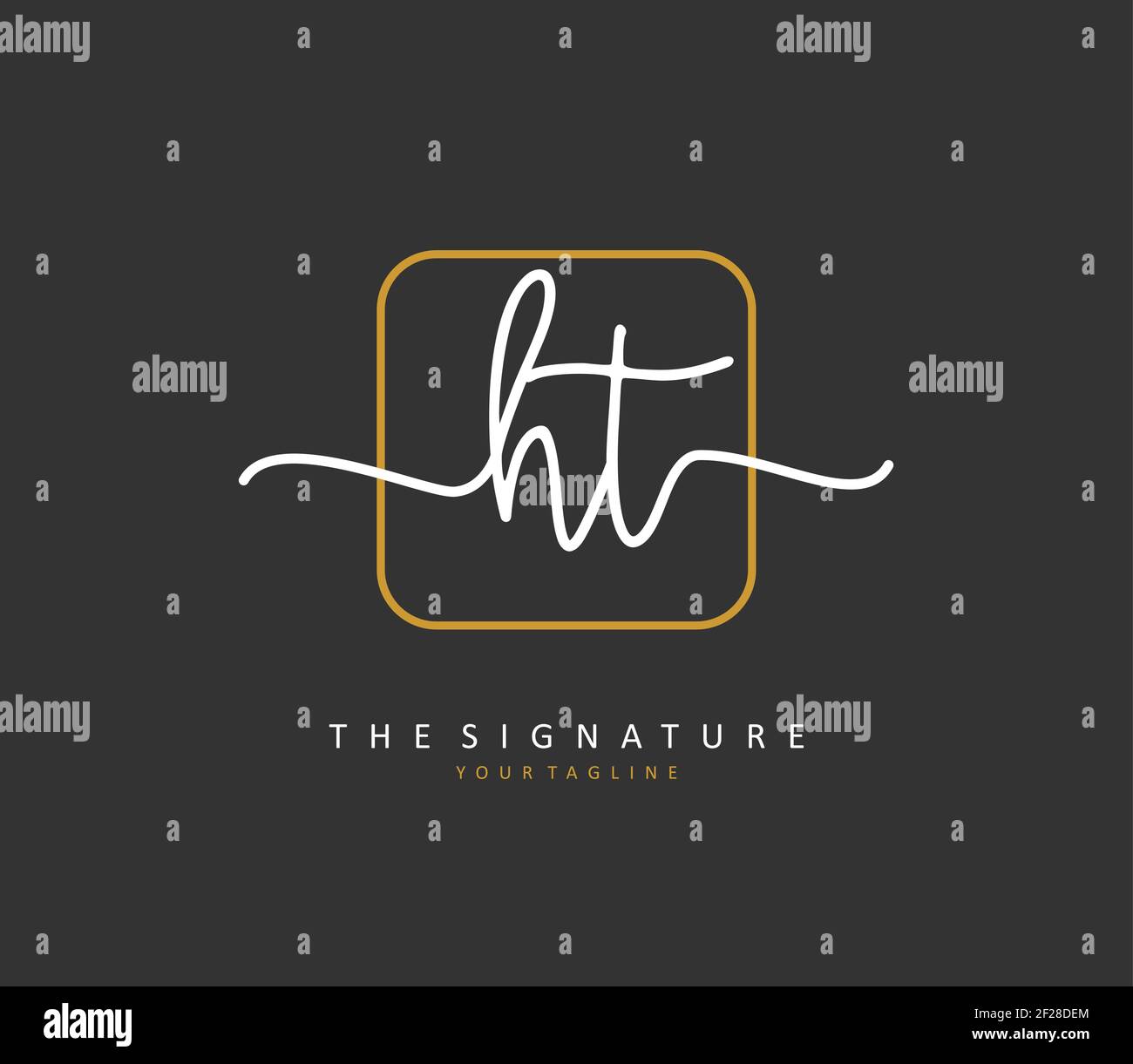 H T HT Initial letter handwriting and signature logo. A concept ...
