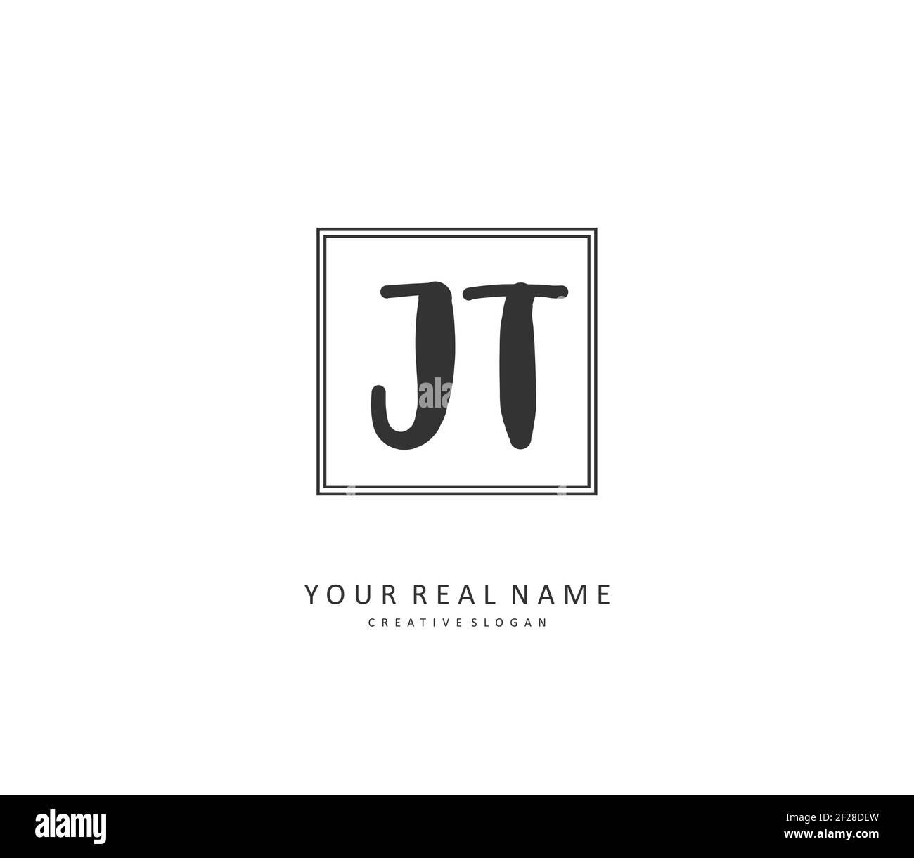 J T JT Initial letter handwriting and signature logo. A concept ...