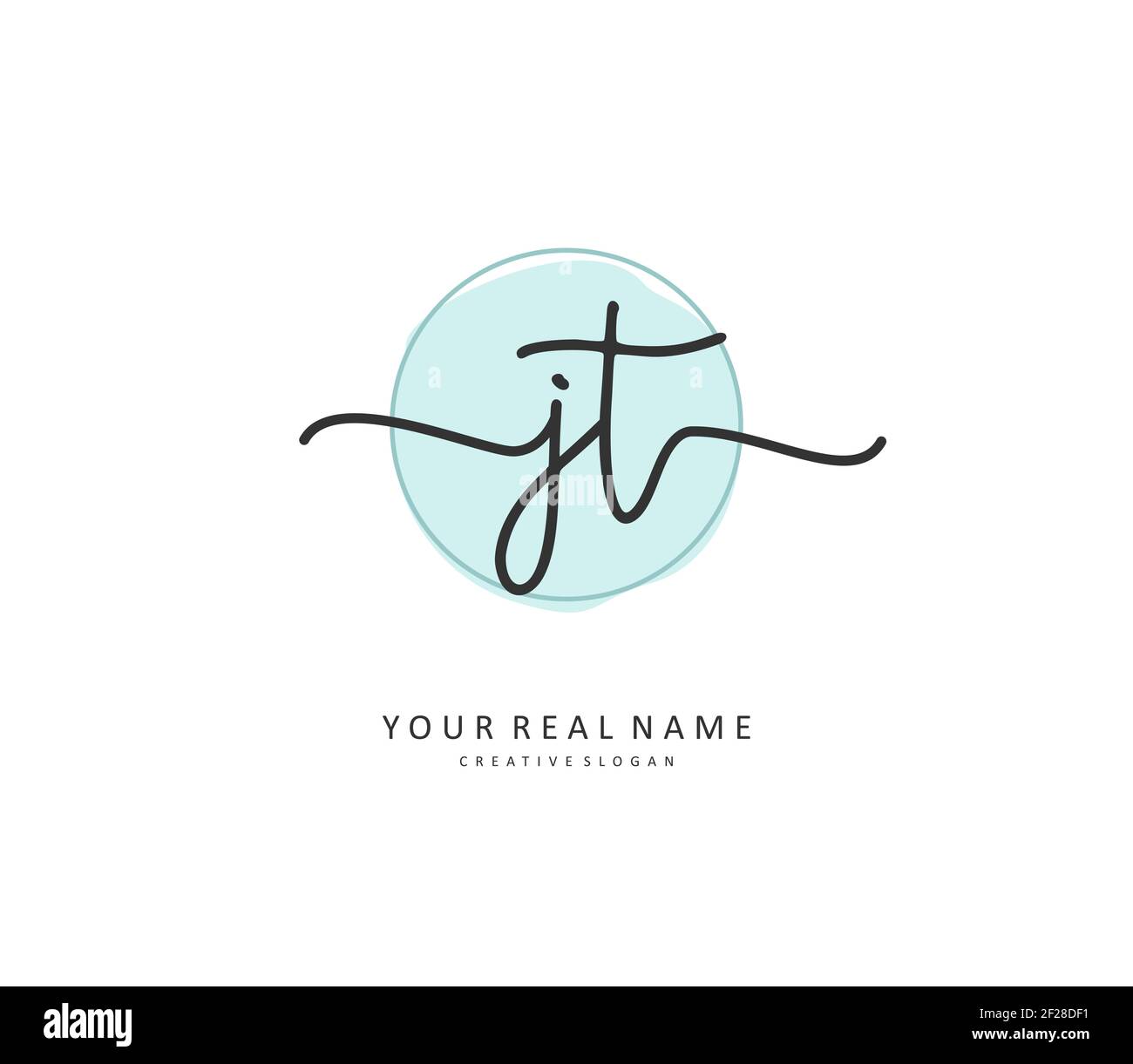 J T JT Initial letter handwriting and signature logo. A concept ...