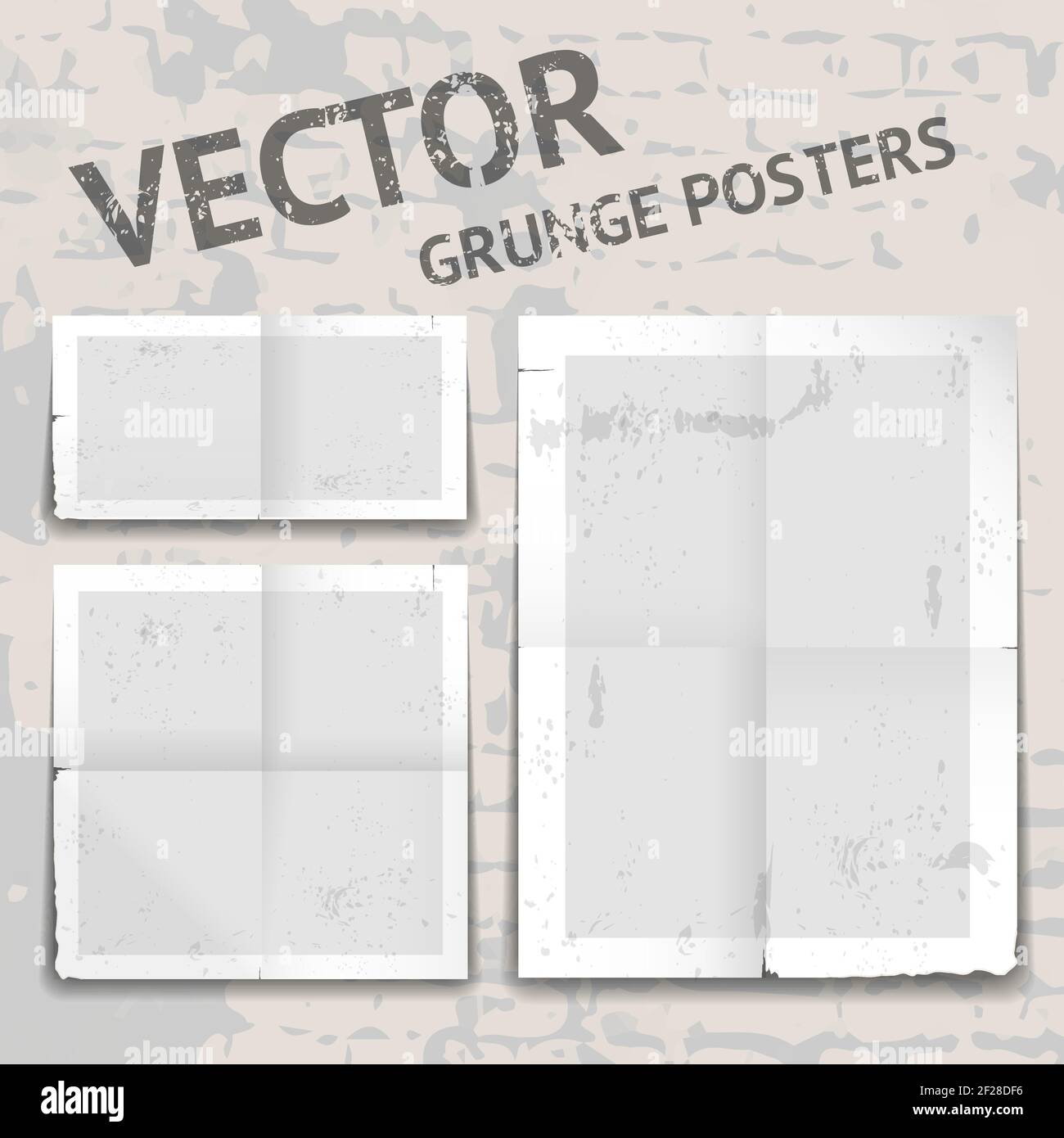 Set of three different vector grunge posters with tattered edges tears ...