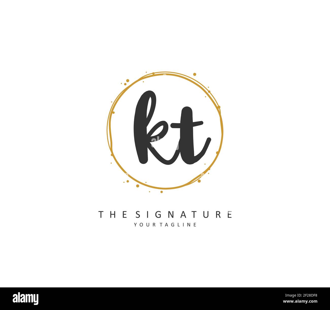 K T KT Initial letter handwriting and signature logo. A concept ...