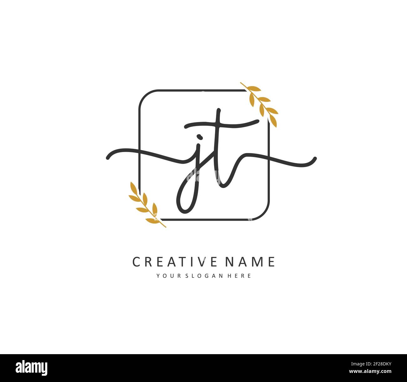 J T JT Initial letter handwriting and signature logo. A concept ...