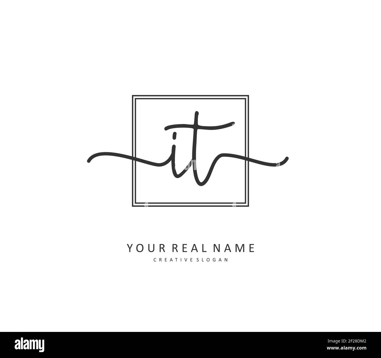 I T IT Initial letter handwriting and signature logo. A concept ...