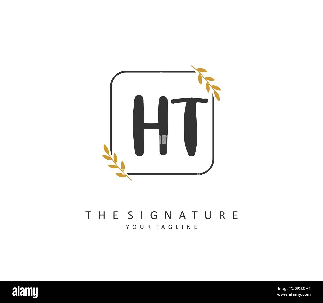 H T HT Initial letter handwriting and signature logo. A concept ...