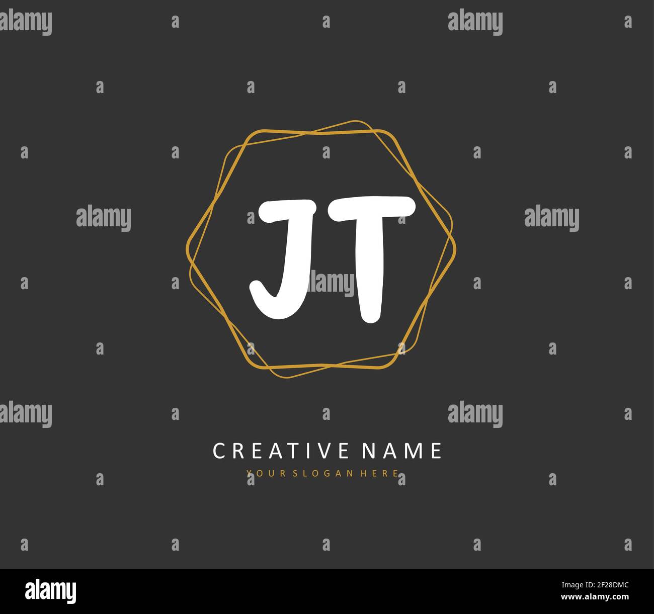 J T JT Initial letter handwriting and signature logo. A concept ...