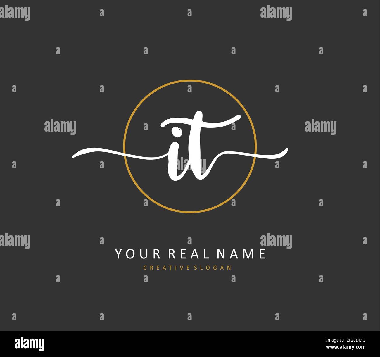 I T IT Initial letter handwriting and signature logo. A concept ...