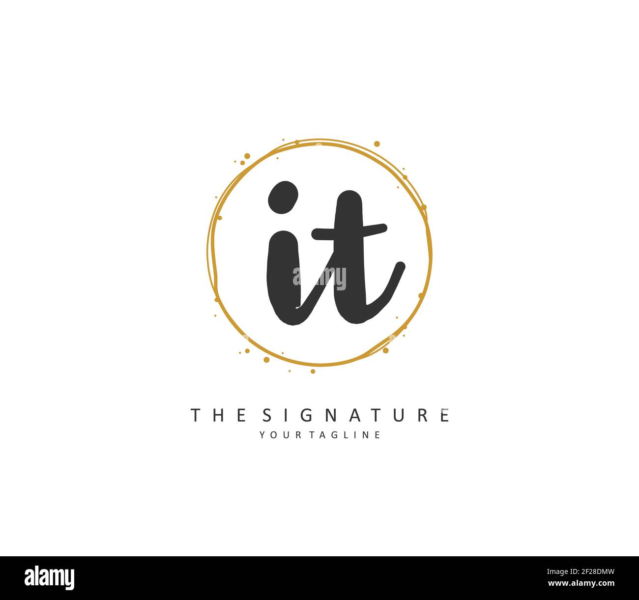I T IT Initial letter handwriting and signature logo. A concept ...