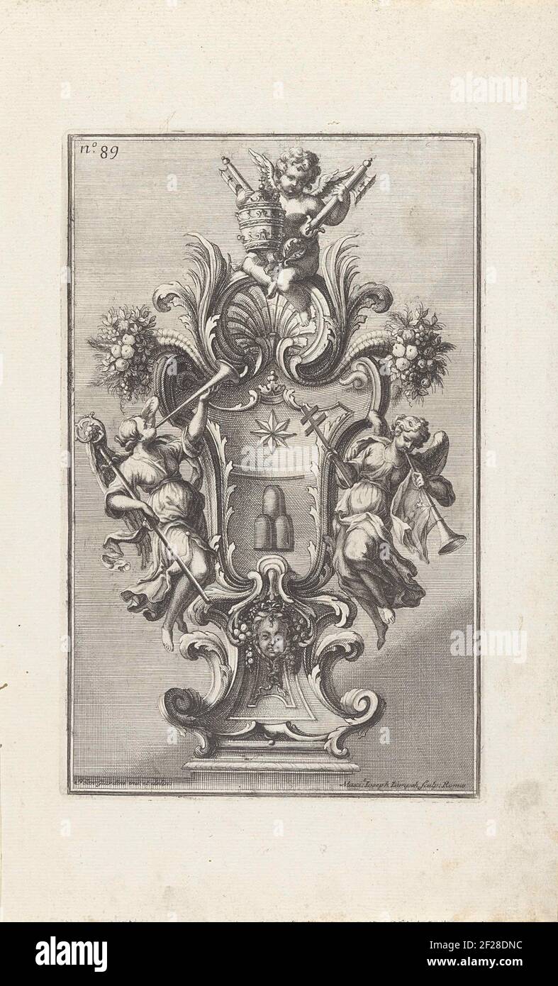 Ornament with angels and the arm of Pope Clemens XI; Various ...