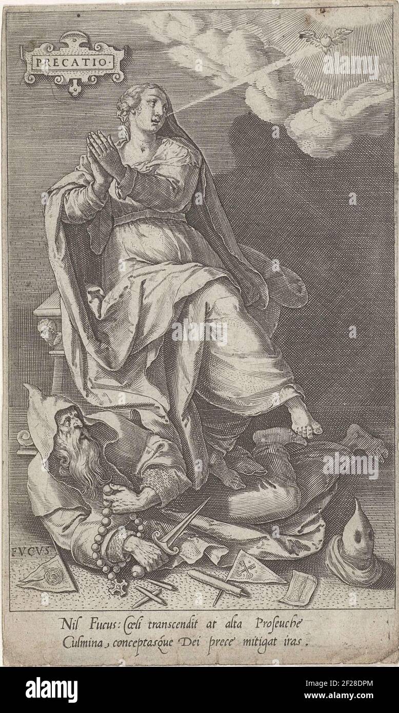 Prayer's Personification (Precatio), folded with her hands. She looks ...