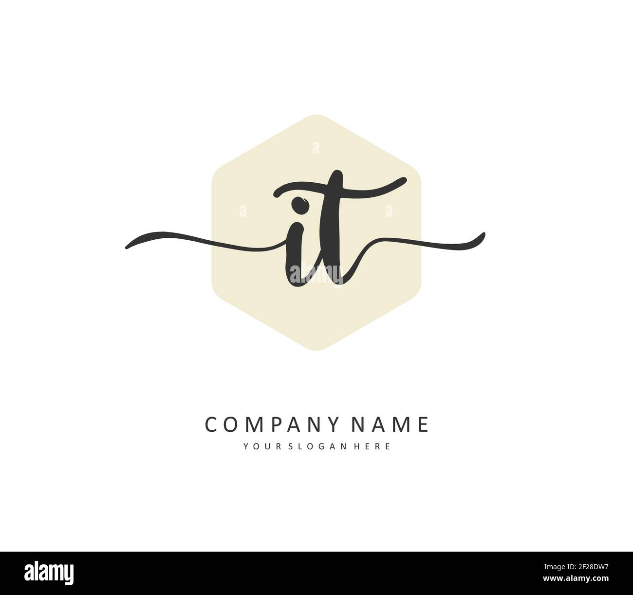 I T IT Initial letter handwriting and signature logo. A concept ...
