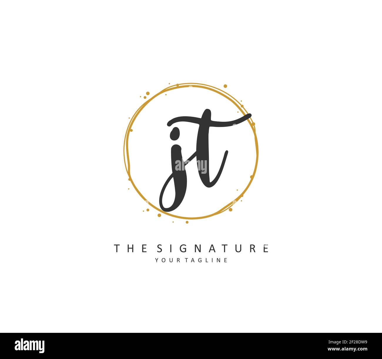 J T JT Initial letter handwriting and signature logo. A concept ...