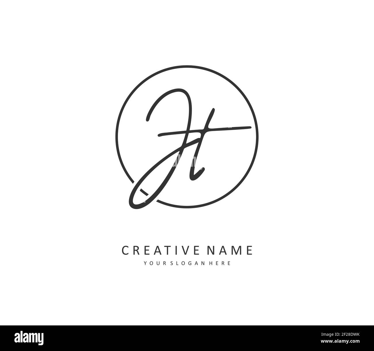 J T JT Initial letter handwriting and signature logo. A concept ...