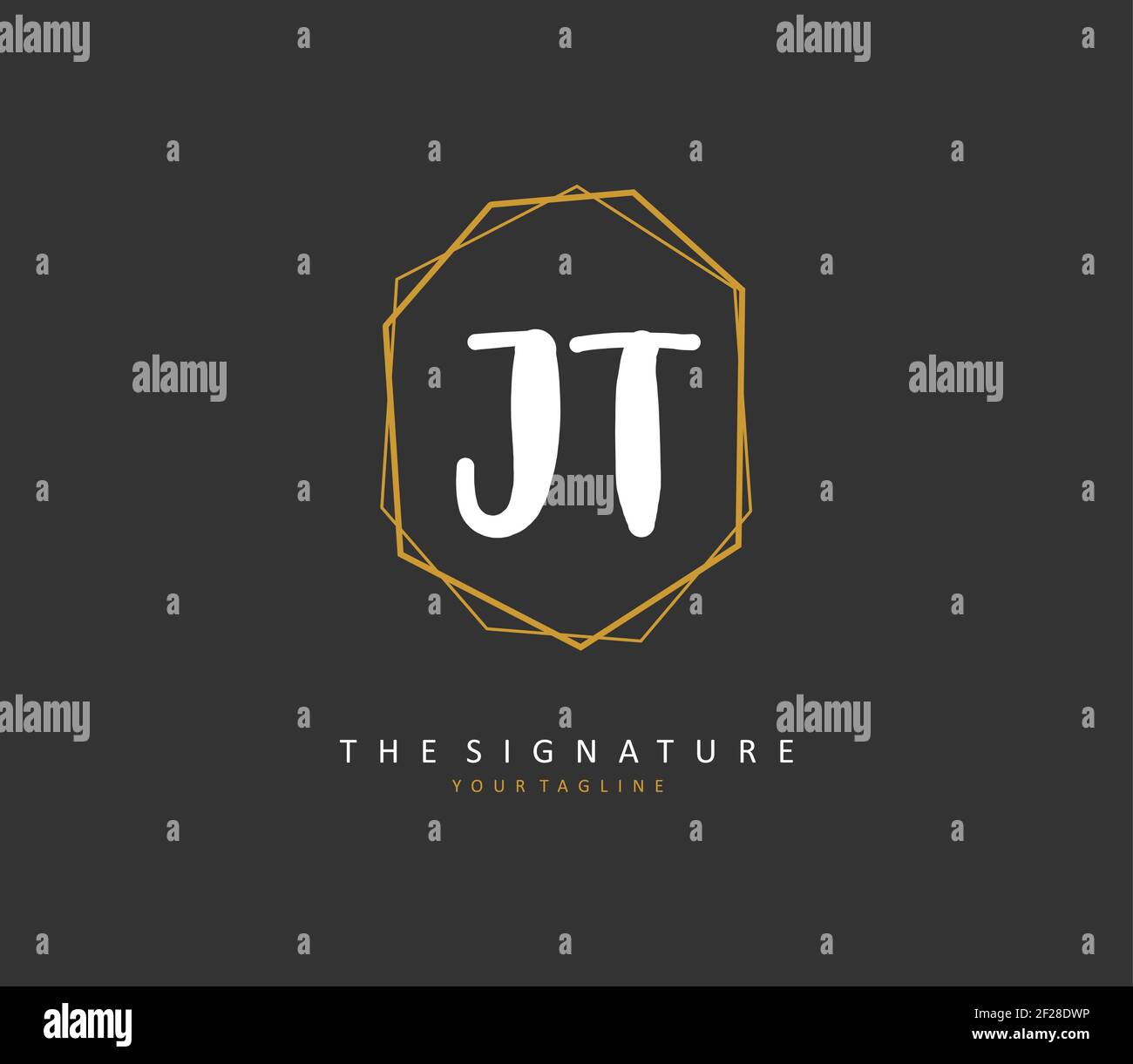 J T JT Initial letter handwriting and signature logo. A concept handwriting initial logo with ...