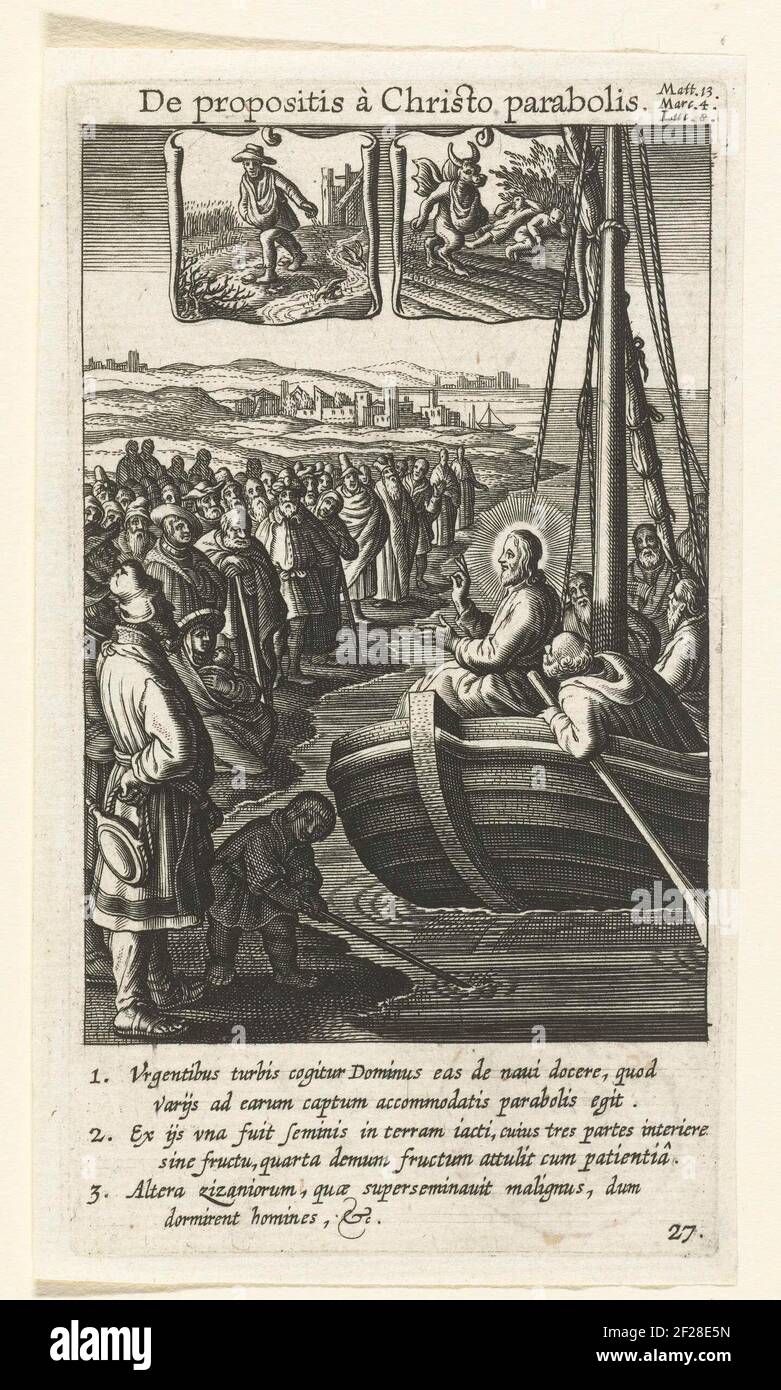Christ preaches the parable from a boat over the sower; The propositis ...
