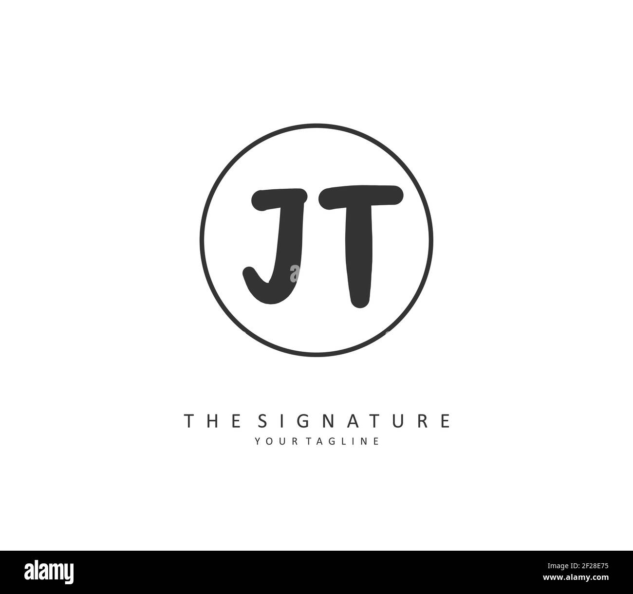J T JT Initial letter handwriting and signature logo. A concept ...