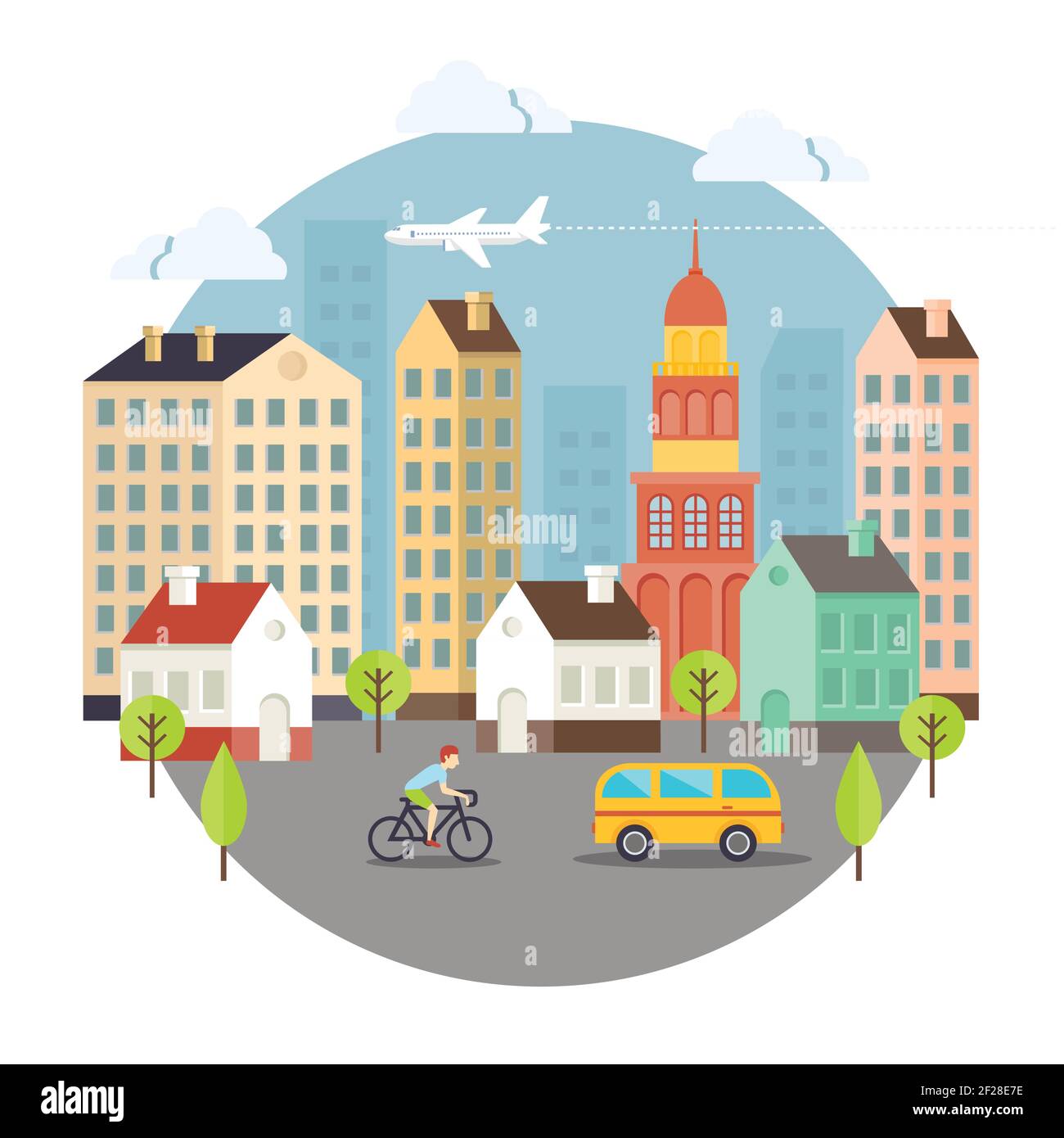 Beautiful Colored Vector City Street Design. Mostly used for Notebooks ...