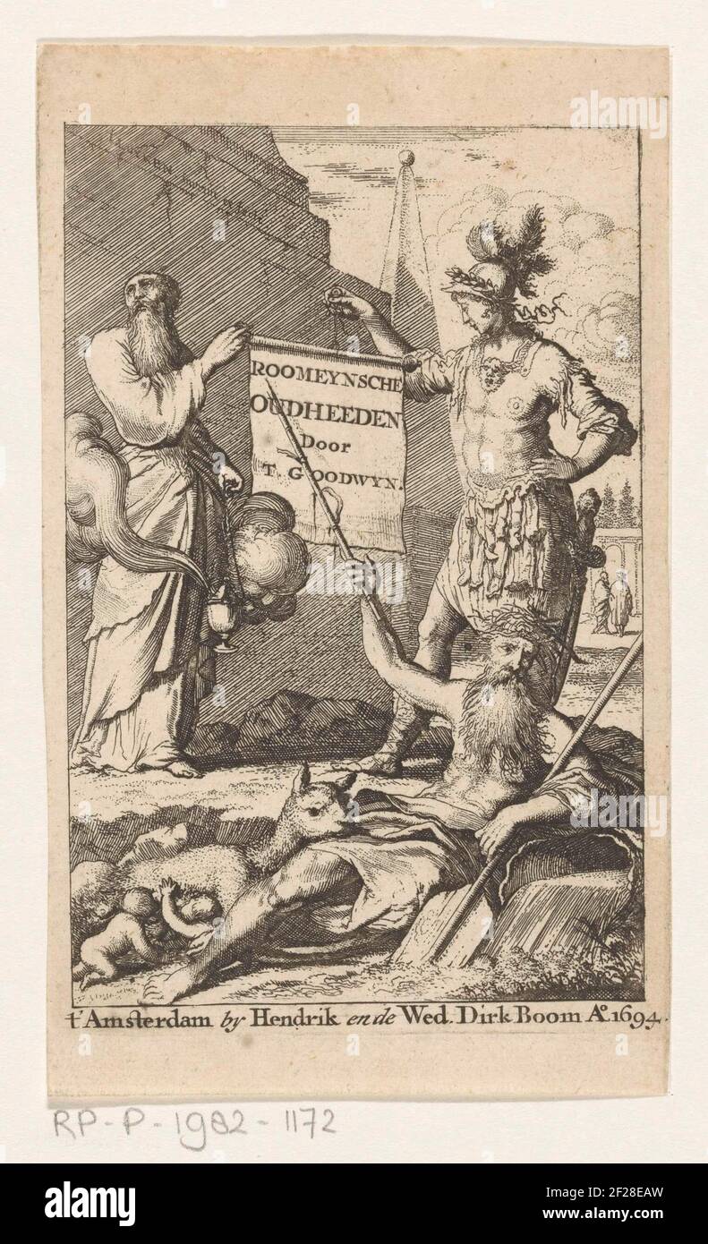 Roman soldier and a priest hold opened role; RoommySche Oudheeden ...