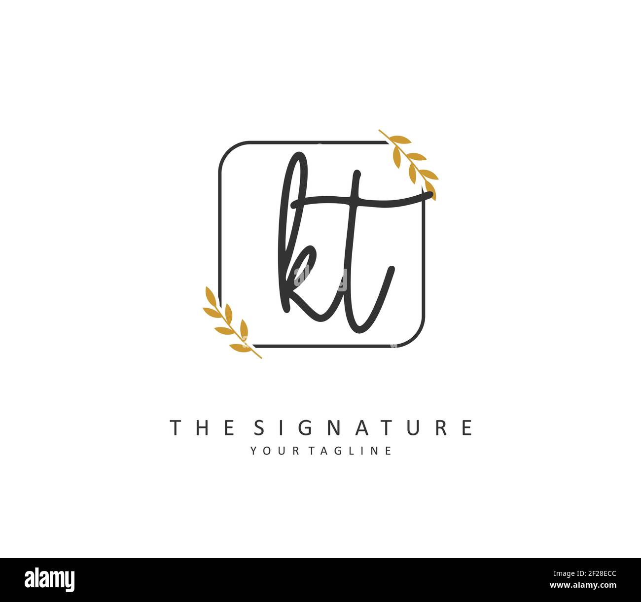 K T KT Initial letter handwriting and signature logo. A concept ...