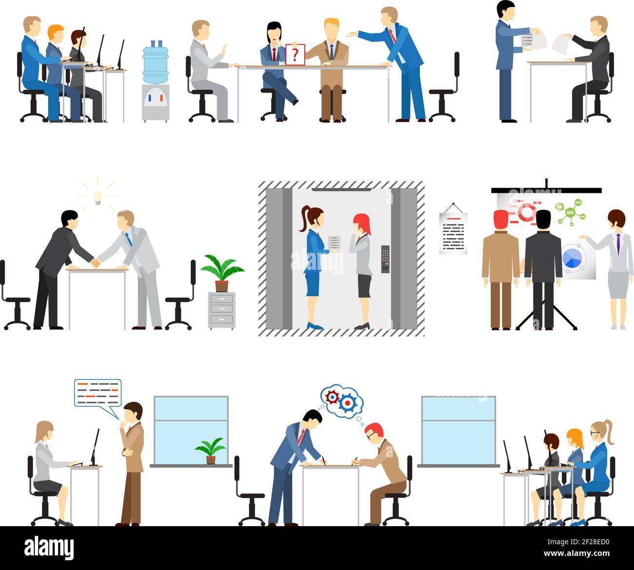 People Working In Office Clipart