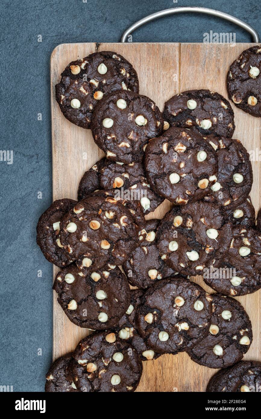 Homemade white chocolate chip cookies. Inside out chocolate chip ...