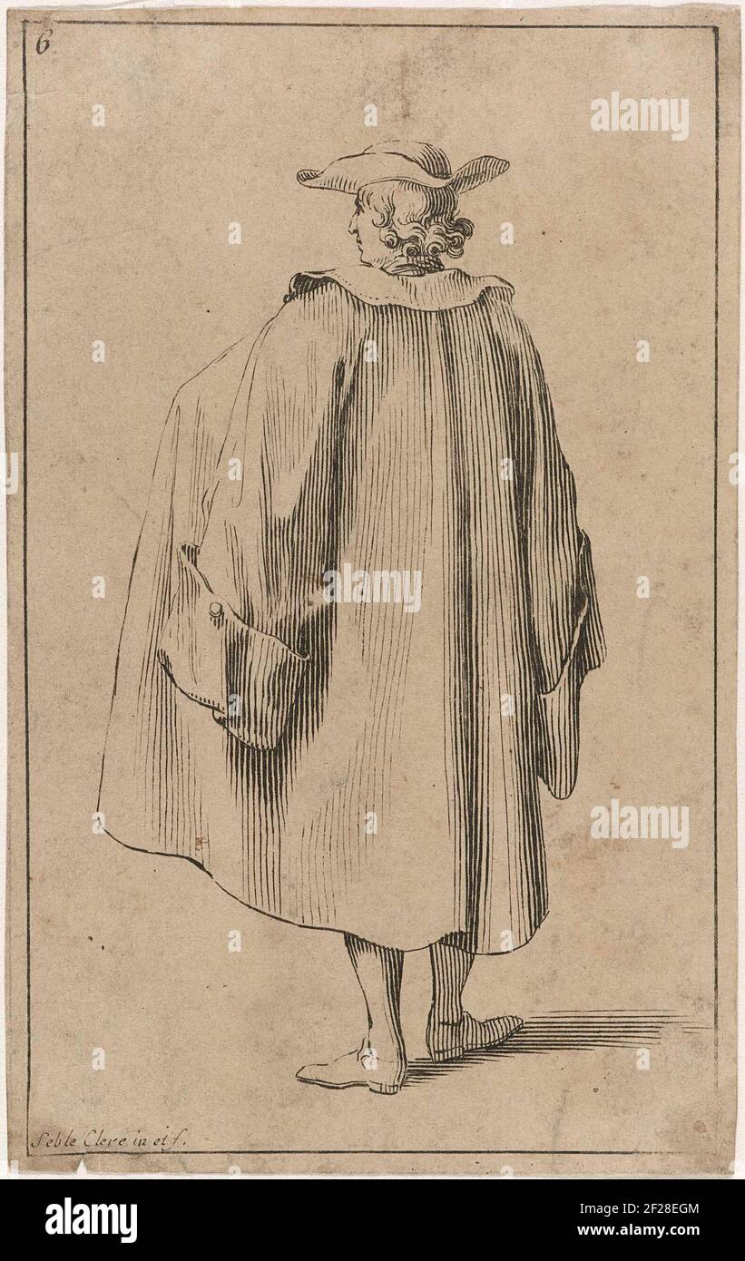 Lord in long mantle, seen from behind; Figures a la mode.Genumbered 6 ...