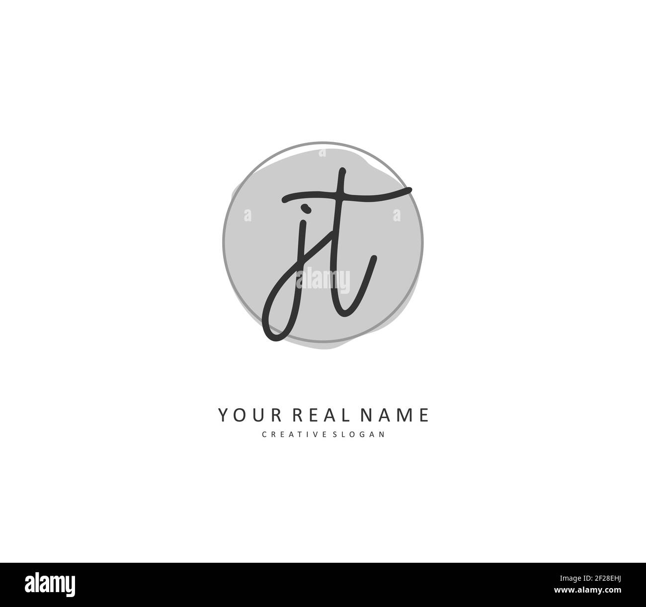 J T JT Initial letter handwriting and signature logo. A concept ...