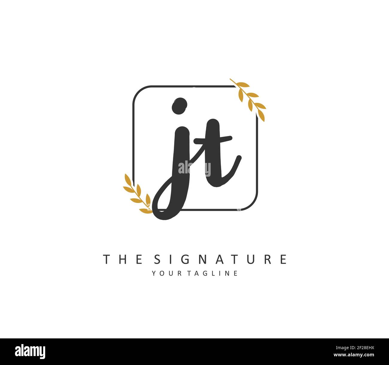 J T JT Initial letter handwriting and signature logo. A concept ...