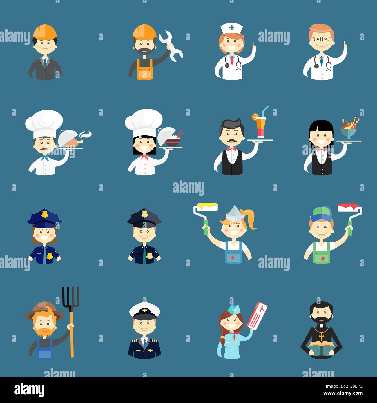 Large set of funny professional people avatars with a doctor nurse ...