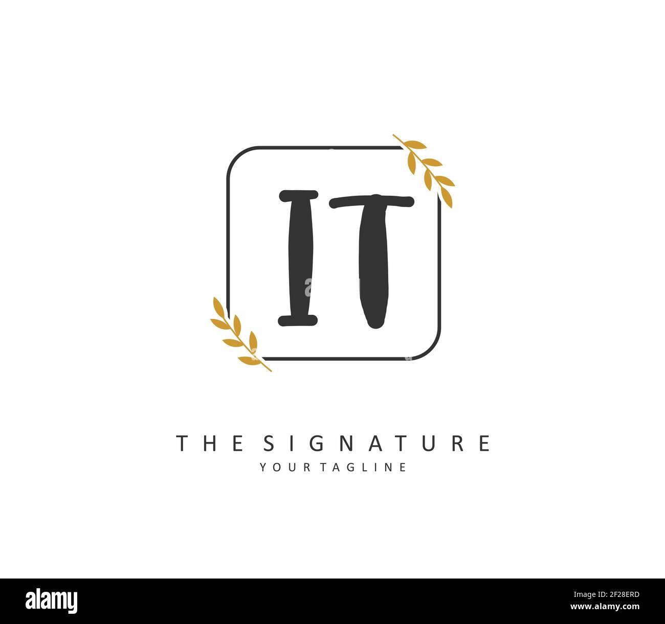 I T IT Initial letter handwriting and signature logo. A concept ...