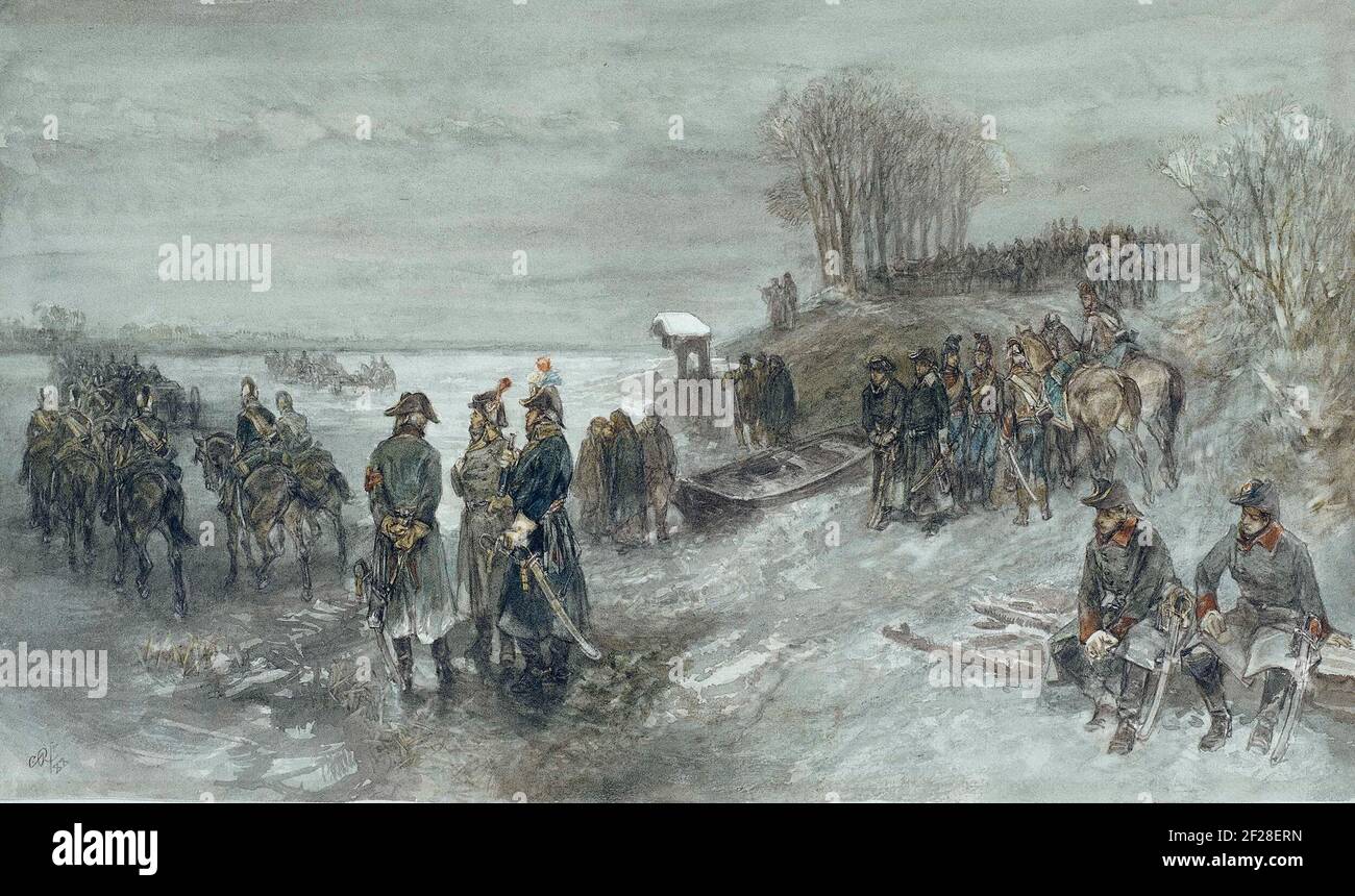 Pull French troops over a frozen river.Pull French Troops about a ...