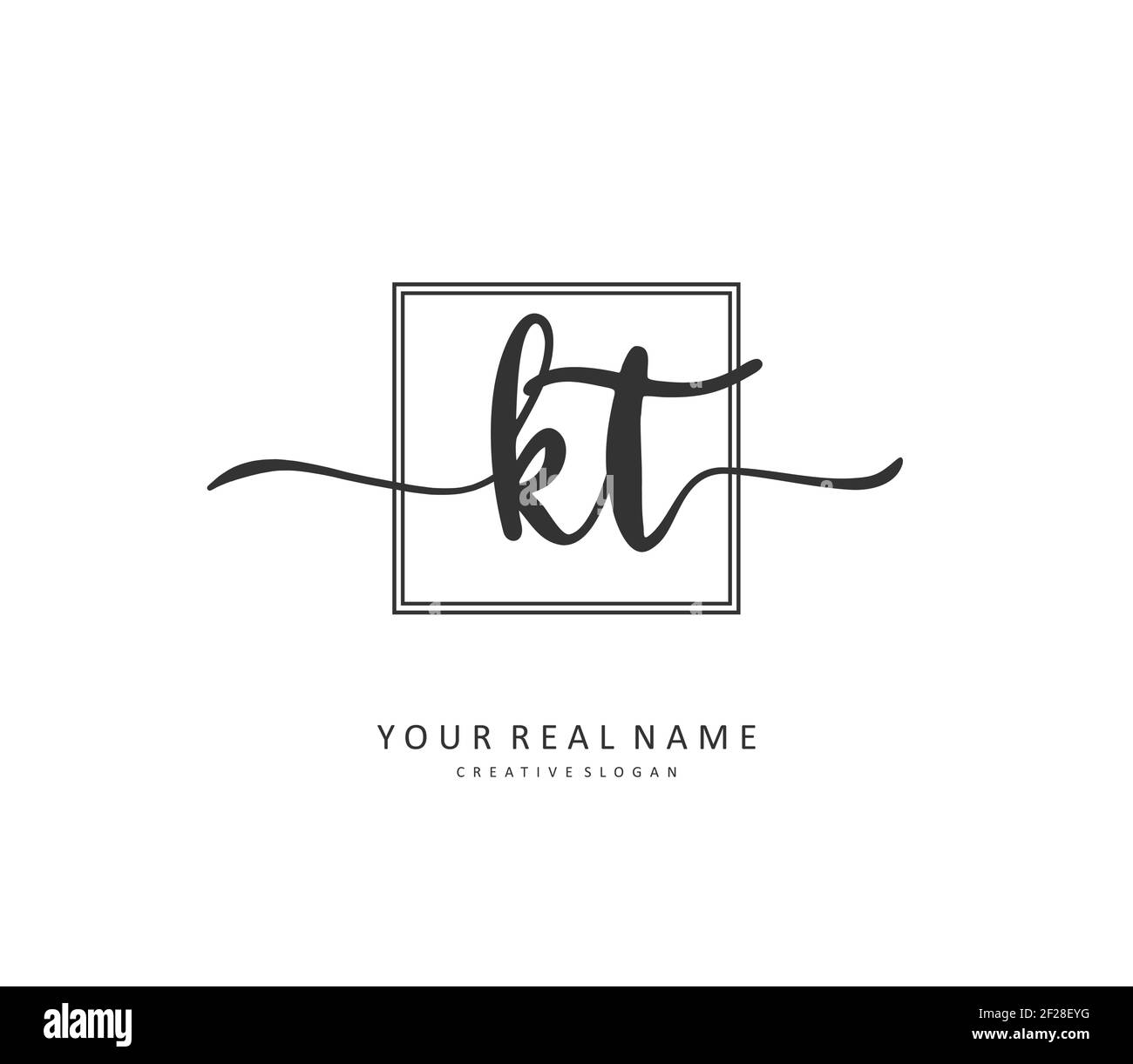 K T KT Initial letter handwriting and signature logo. A concept ...